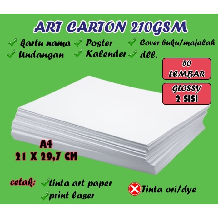 Jual Kertas Art Cartoon a4 210 Gsm 100 Lembar (Langsung Kirim) | Shopee ...