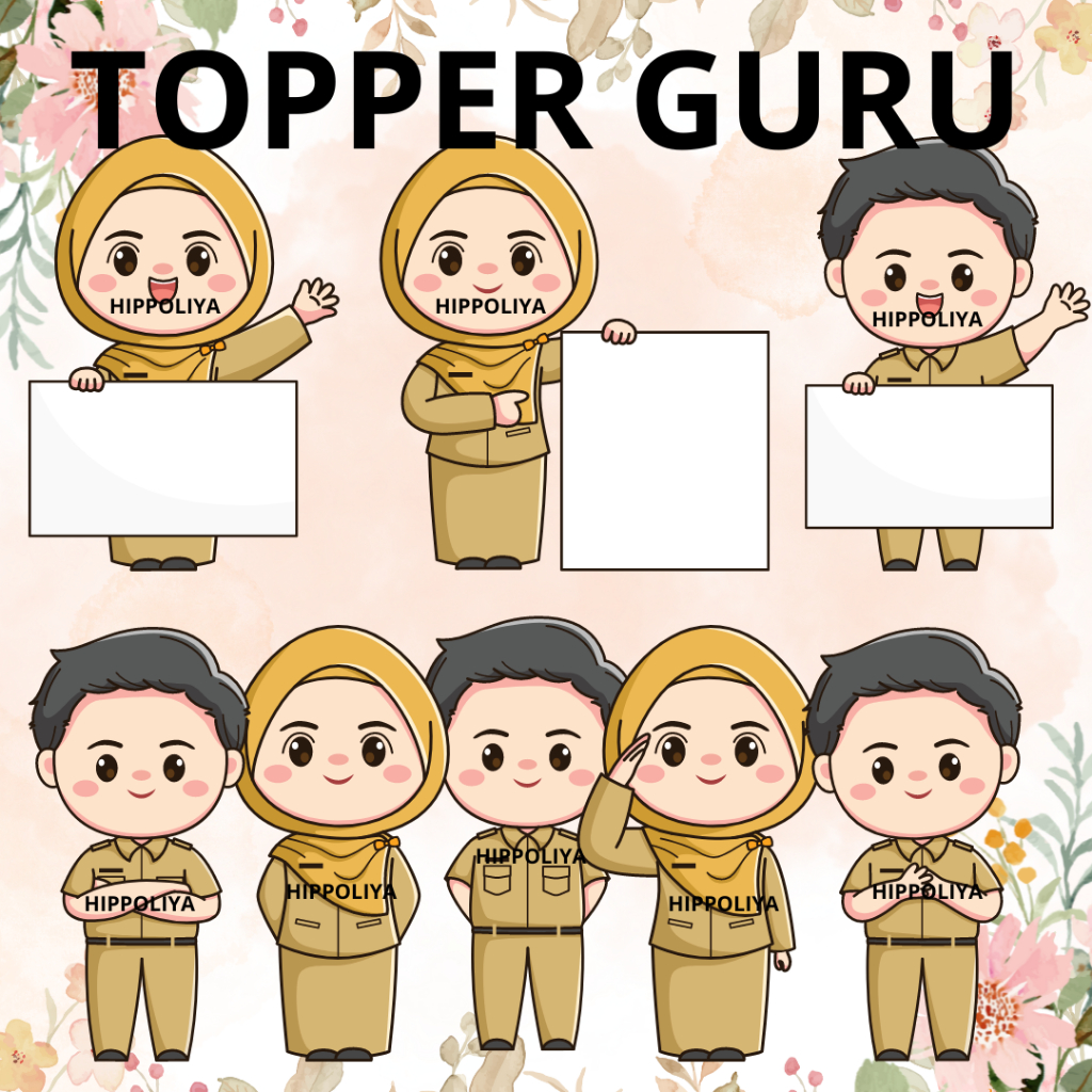Jual 12 PCS TOPPER MURAH GURU / TOPPER KARAKTER GURU / BUKET HARI GURU ...