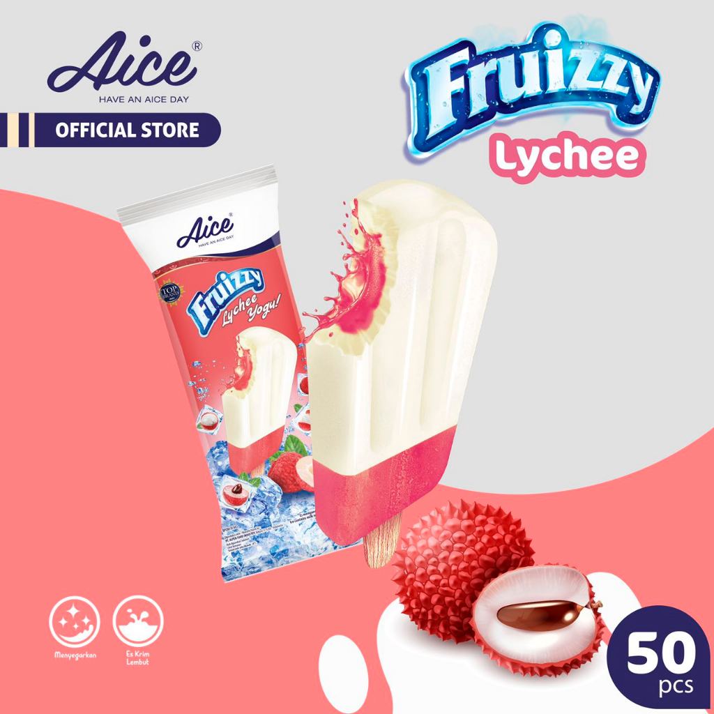 Jual Aice Ice Cream Fruizzy Lychee Yogu (1 Karton = isi 50pcs) Es Krim | Shopee Indonesia