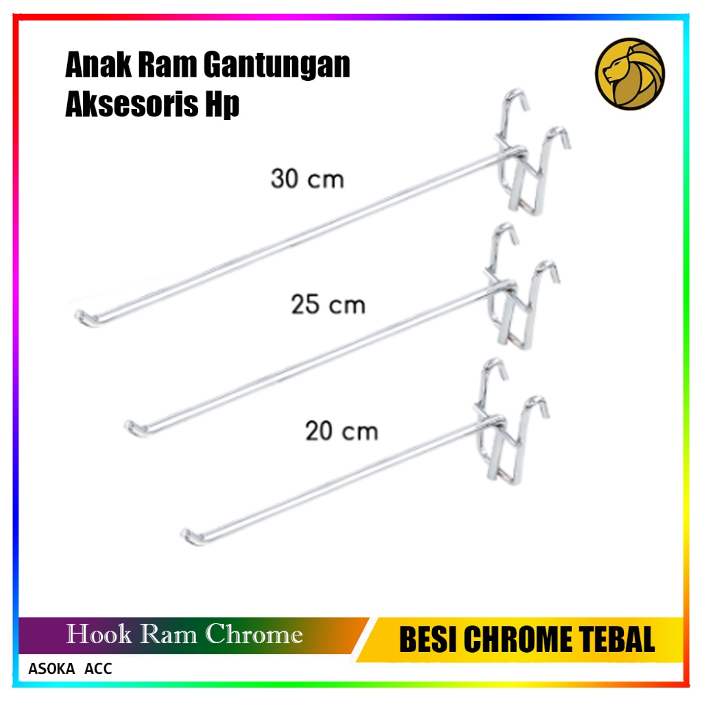 Jual Gantungan Hook Ram Chrome 30 cm Besi Tebal Gantungan Aksesoris Hp Display dll | Shopee ...