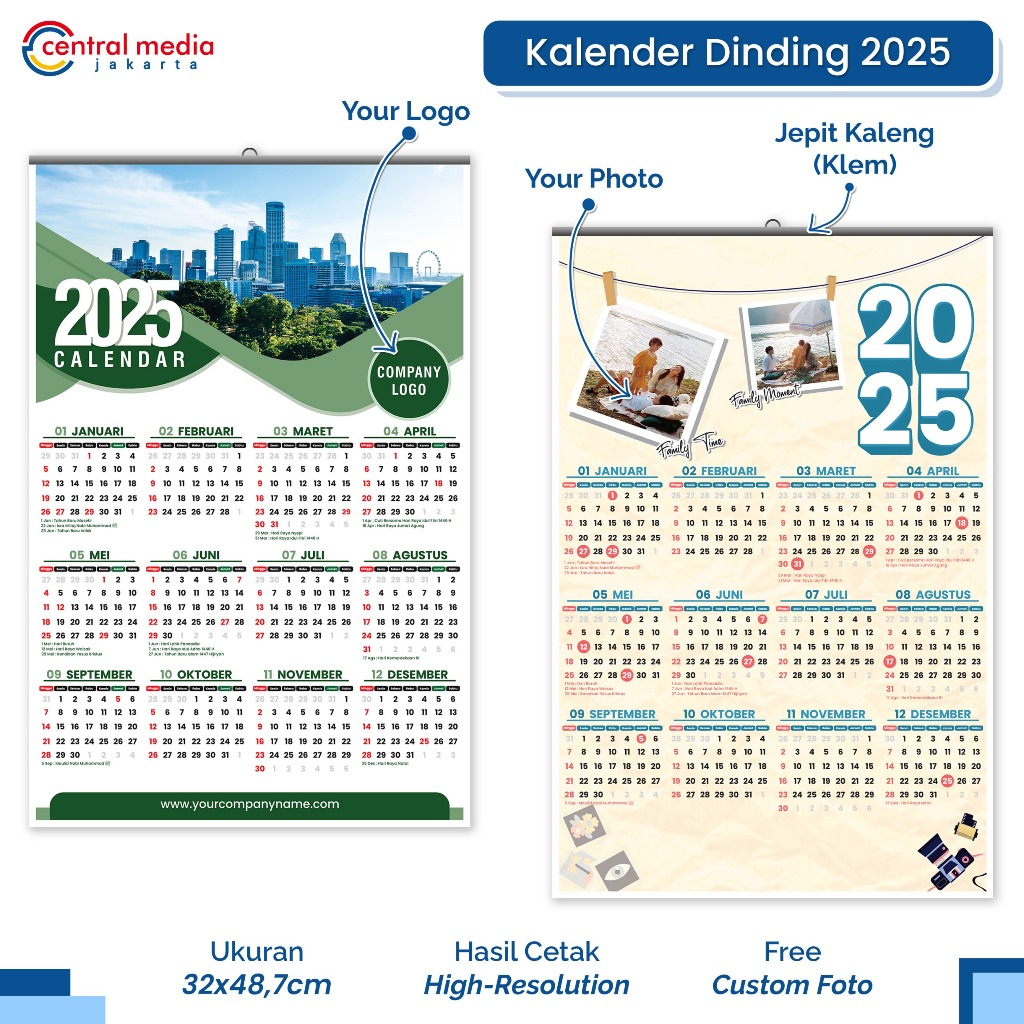 Jual Cetak Kalender Dinding 2025 Custom Foto Art Carton 190 Jepit ...