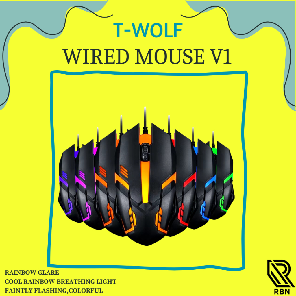Jual MOUSE Gaming T- WOLF V1 1200DPI COLORFUL LIGHT Programming RGB Wired | Shopee Indonesia