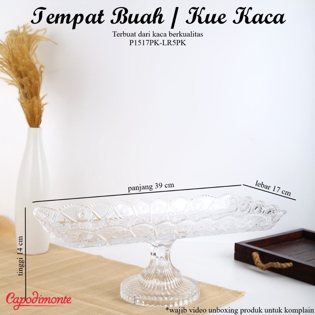 Jual CAPO Tempat Buah / Kue Kaca Panjang 39 cm | Shopee Indonesia
