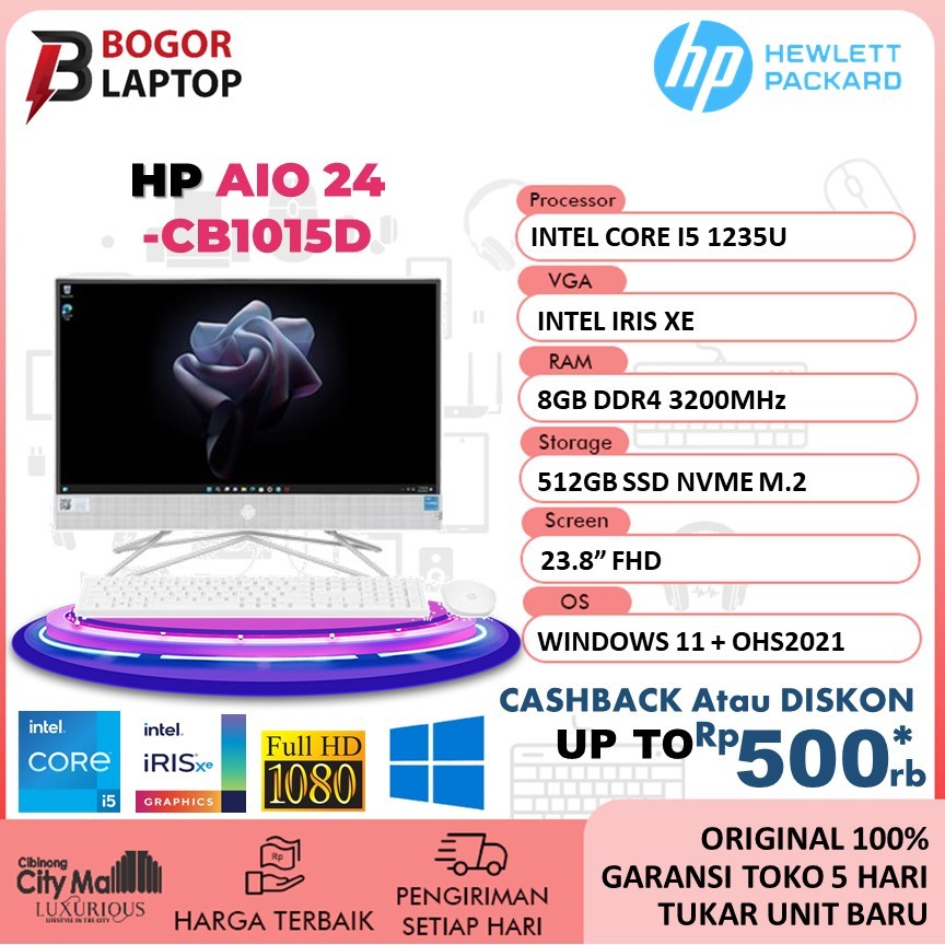 Jual HP AIO 24 I5 1235 8GB 512GB W11+OHS 23.8FHD WHT -CB1015D | Shopee ...