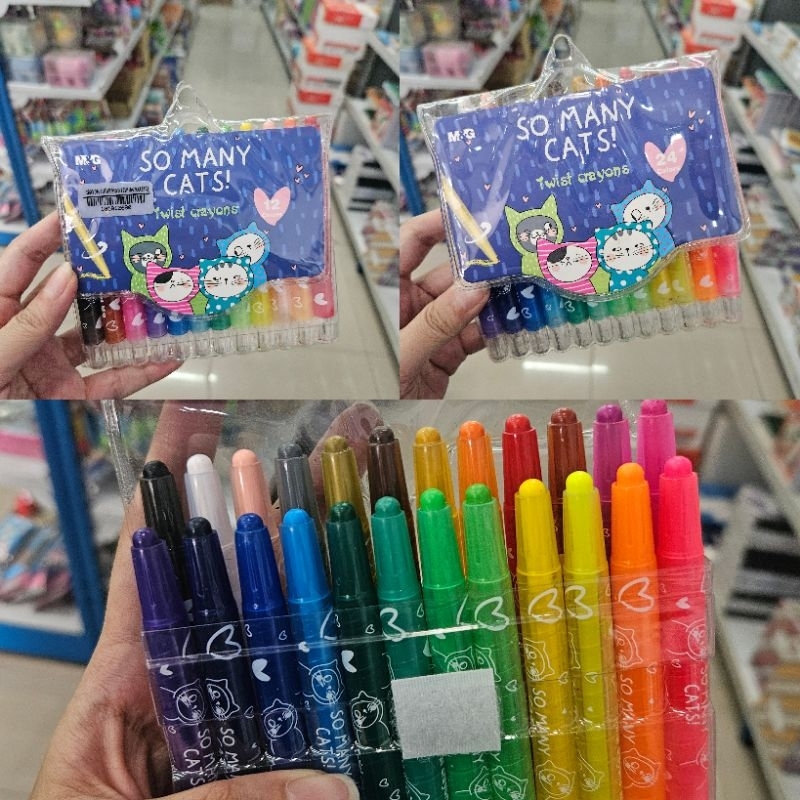 Jual crayon putar twist crayon krayon M&G so many cats (12 & 24 warna ...