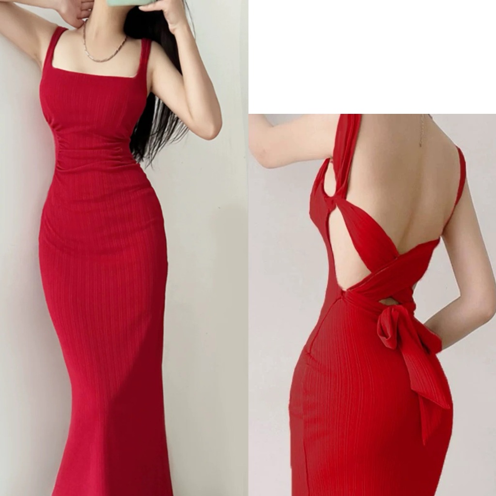 Jual EMITA BLOOM baju long dress beige press body cantik ke pantai ...