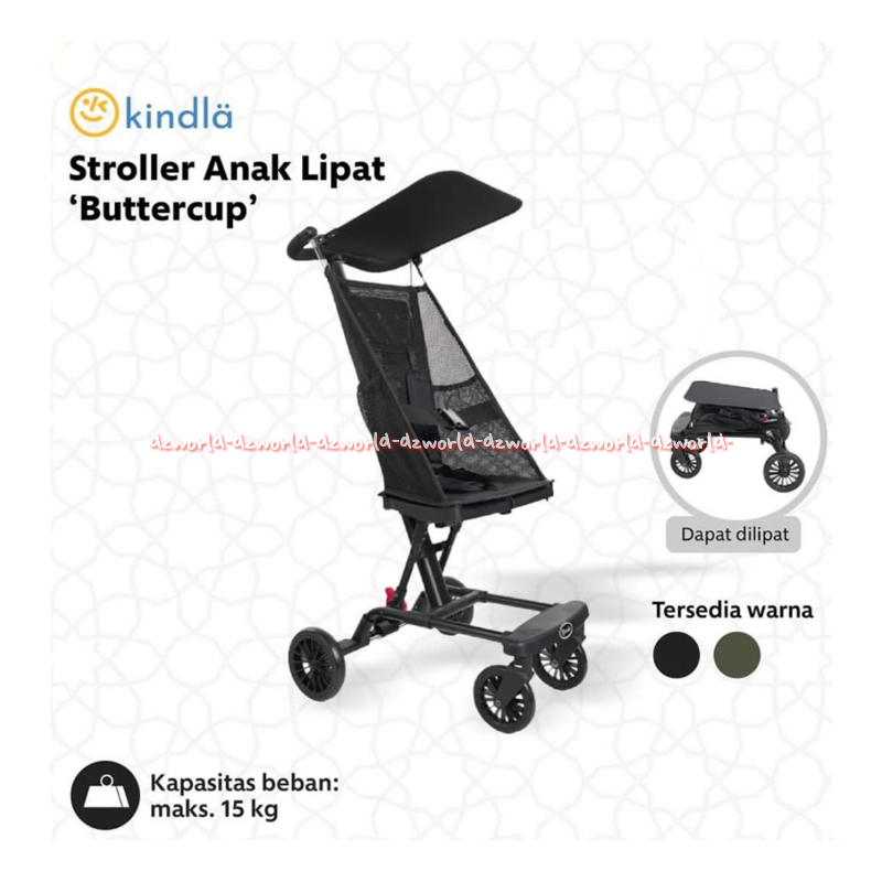 Jual Kindla Stroller Anak Lipat Buttercup Max 15kg Praktis Warna Hitam ...