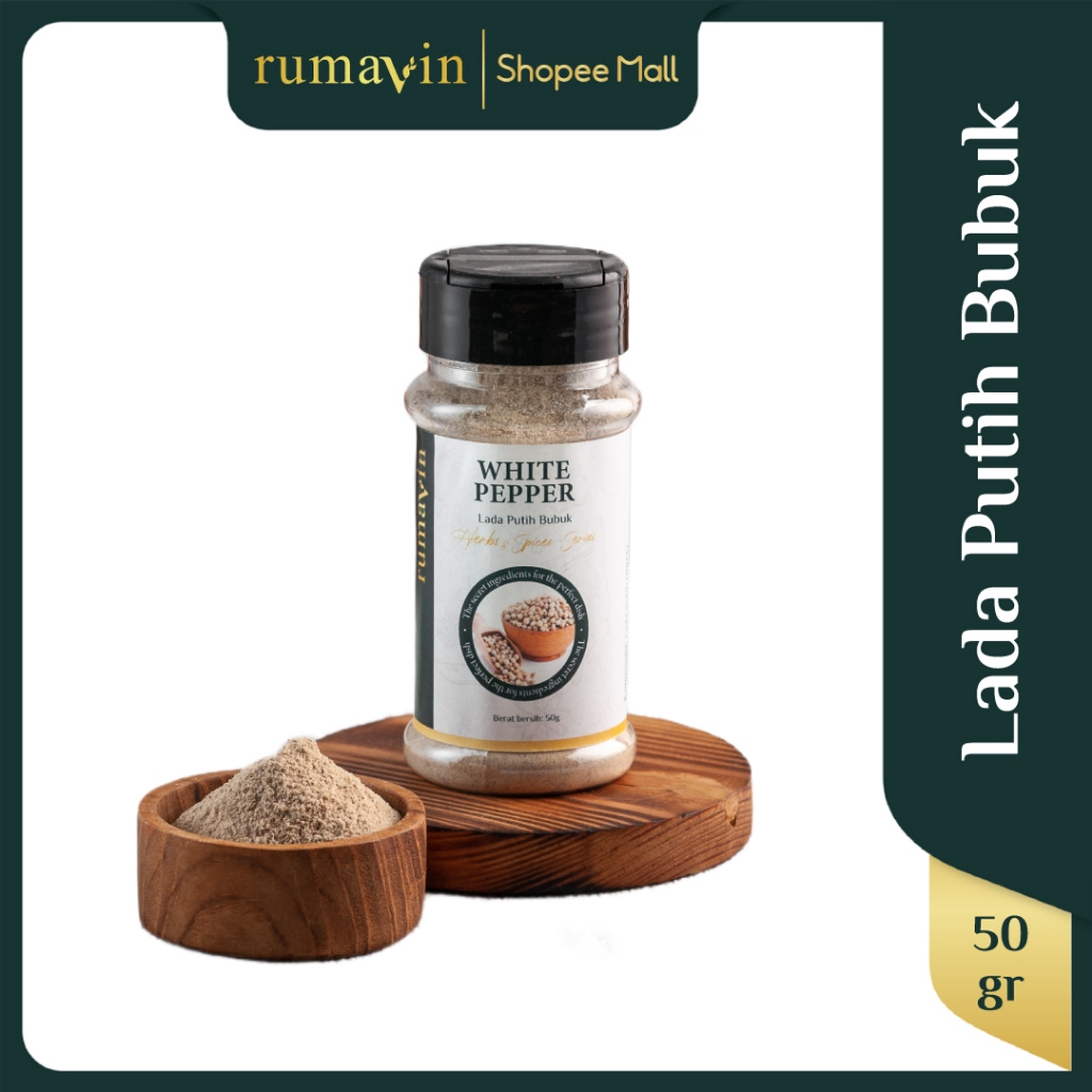 Jual RUMAVIN - Premium White Pepper Powder / Lada Putih Bubuk Botol ...