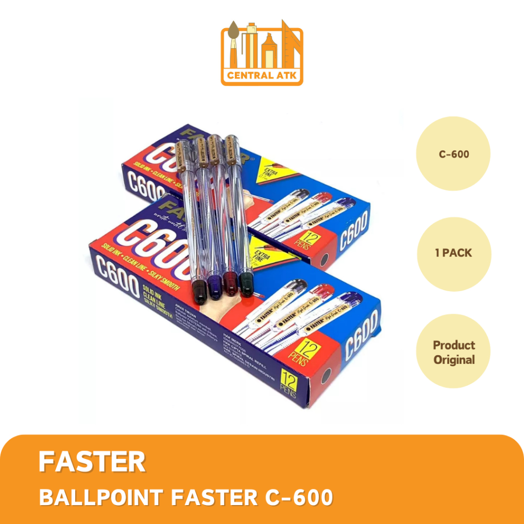 Jual PULPEN / BOLPEN FASTER C600 0.7 EXTRA FINE TIF (1 PCS) | Shopee ...