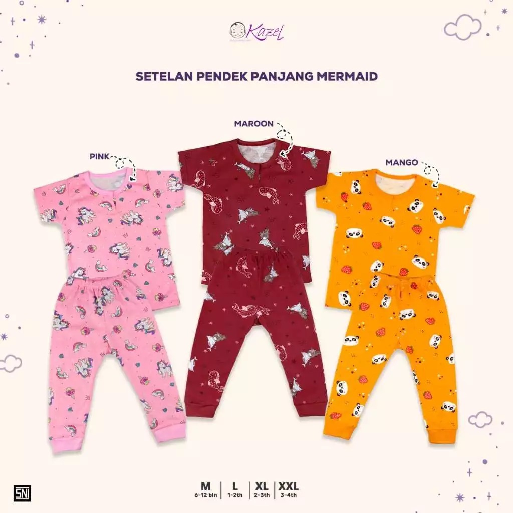 Jual Kazel Setelan Oblong Tipis Pendek Panjang / Setelan Pendek Panjang Setelan Anak 3 STEL ...