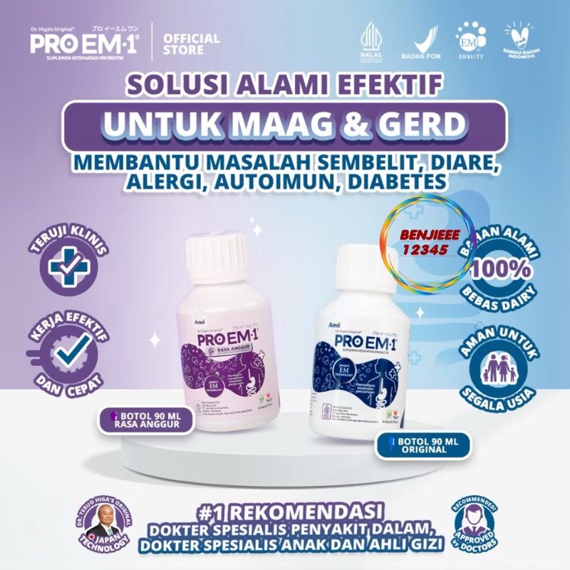 Jual (90ml) PROEM1 90ml Probiotik anak dewasa bakteri baik memelihara ...
