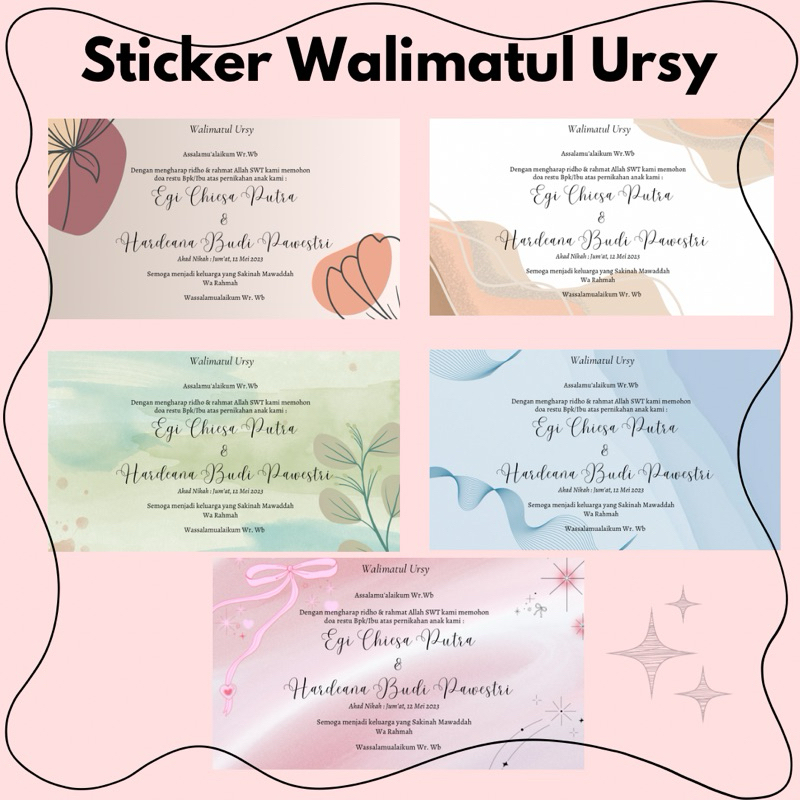 Jual Custom Sticker Walimatul Ursy / Acara Pernikahan / Pengajian ...