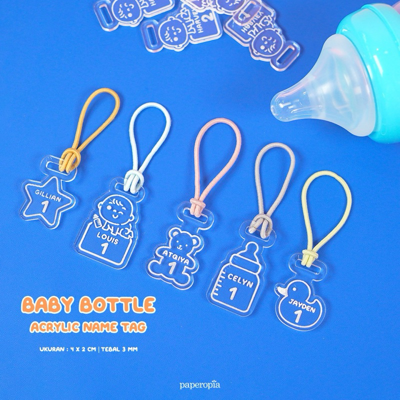 Jual tag botol susu bayi penanda botol susu bayi akrilik custom nama ...