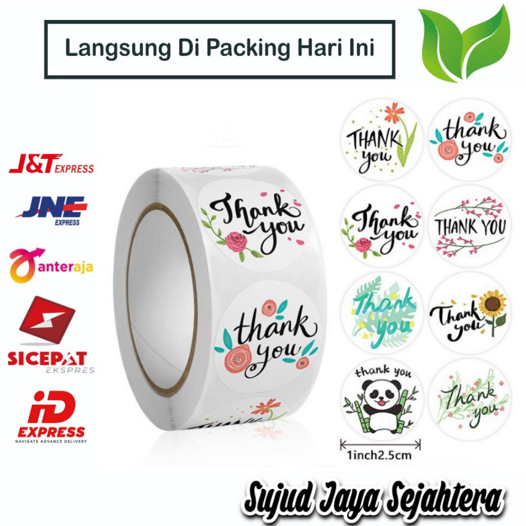 Jual 28. STICKER THANK YOU STICKER TERIMA KASIH (MODEL RANDOM O) 1 ROLL ...