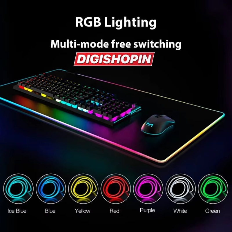 Jual Gaming Mouse Pad RGB XL 30x90 cm MousePad Hitam Besar RGB LED ...