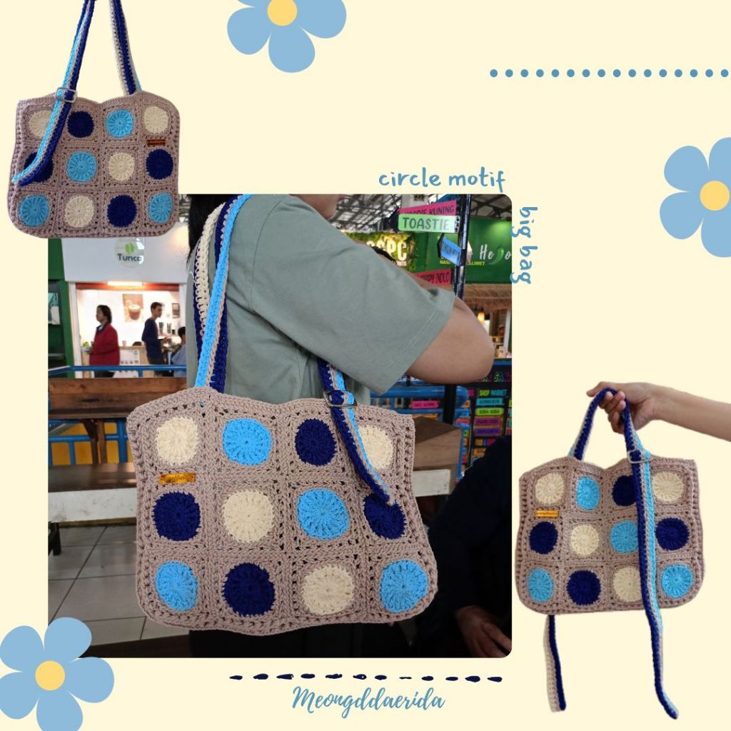 Jual Circle Motif Big Bag | Tas Rajut Besar Motif Lingkaran | Crochet ...