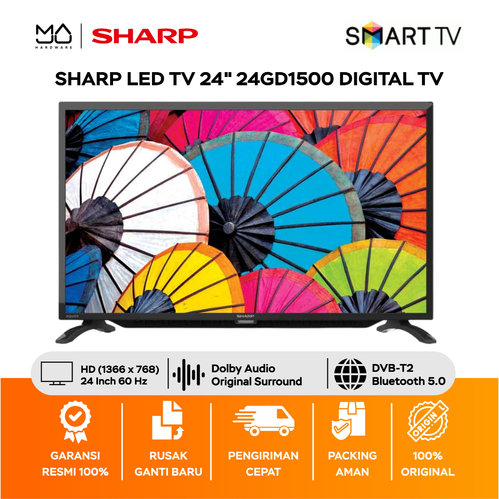 Jual SHARP TV LED HD 24 inch SHARP Digital 24GD1500 USB Movie HDMI DVB ...