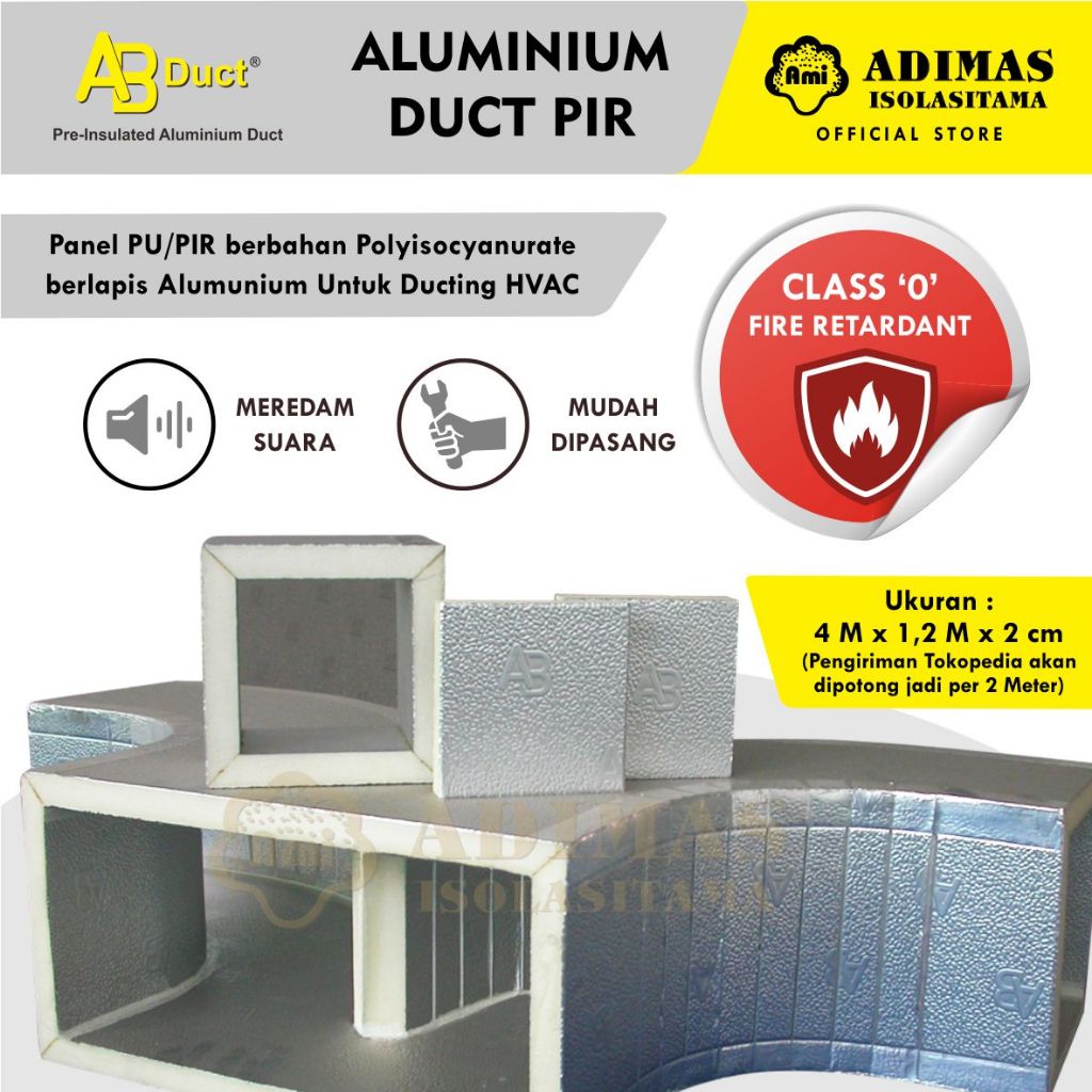 Jual Ducting PU PIR Panel Ukuran 4 M x 1,2 M Merek AB Duct | Shopee ...