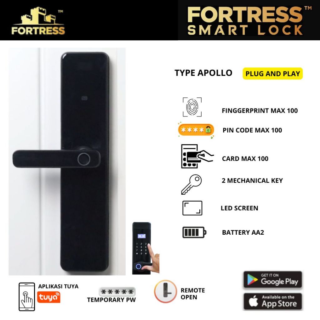Jual FORTRESS Smart Lock / Digital Lock / Smart Home Door Lock - APOLLO ...
