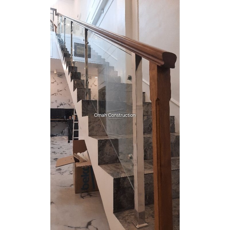 Jual Railing Tangga Balkon Void Stainless Kaca Tempered 10 mm Handrail ...