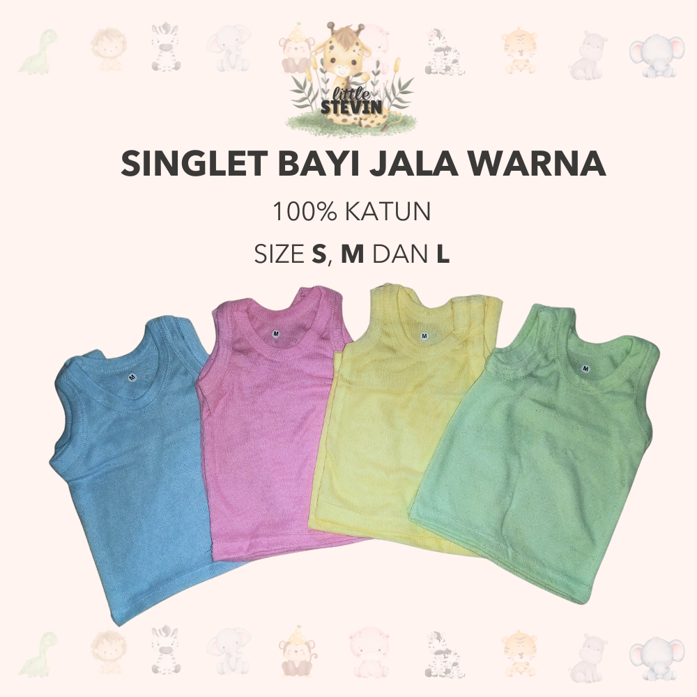 Jual LittleStevin - ( 6pcs ) - Singlet Bayi Jala Warna | Shopee Indonesia