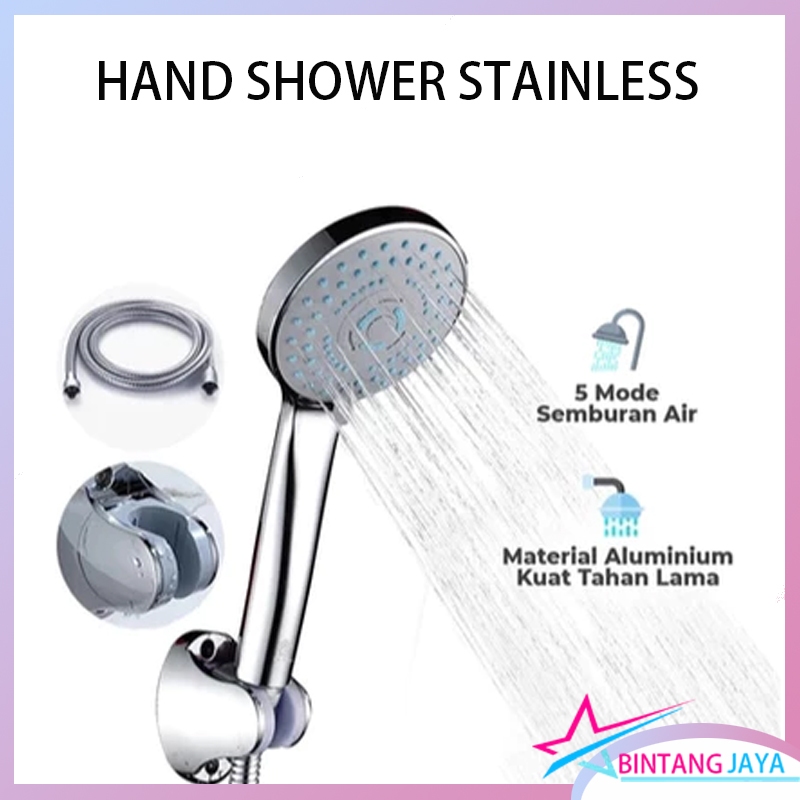 Jual paket hand shower mandi 3 IN 1 SET lengkap selang 1.5m dan holder (tanpa kran) | Shopee ...