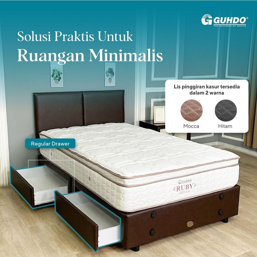 Jual Kasur Springbed Guhdo Ruby Dream Set Headboard Divan Drawer HS Sandaran Atlantik [Full Set ...