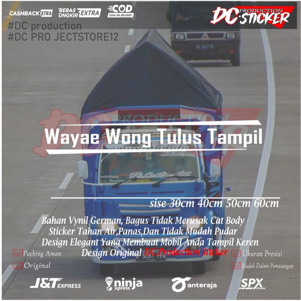 Jual Stiker kaca truk pickup wayae wong tulus tampil cutting stiker ...