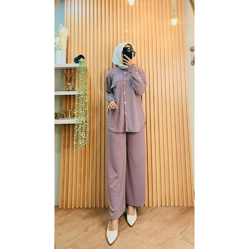 Jual galleryfika oneset kemeja nirmala / oneset knit / oneset wanita ...