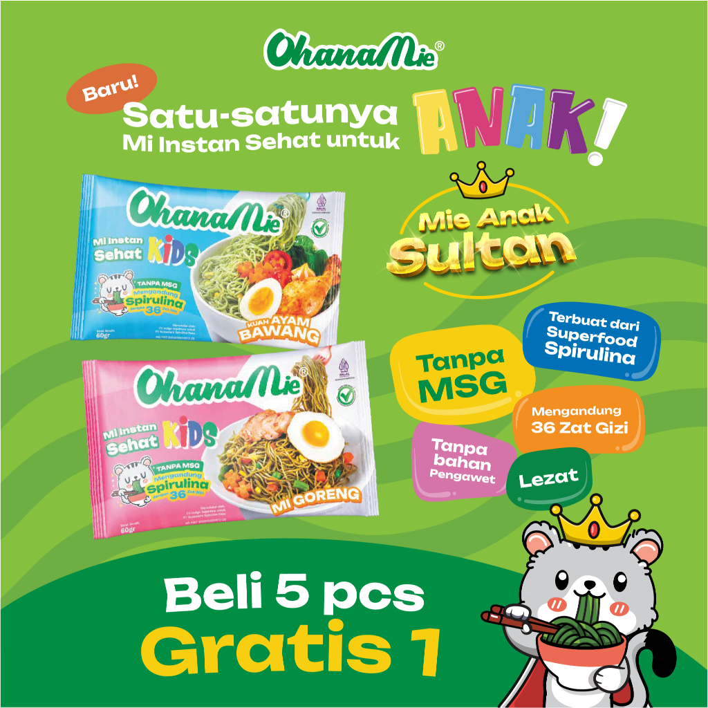 Jual Mie Anak Sultan Spirulina Non MSG Tanpa Pengawet Mix Varian Beli 5 ...