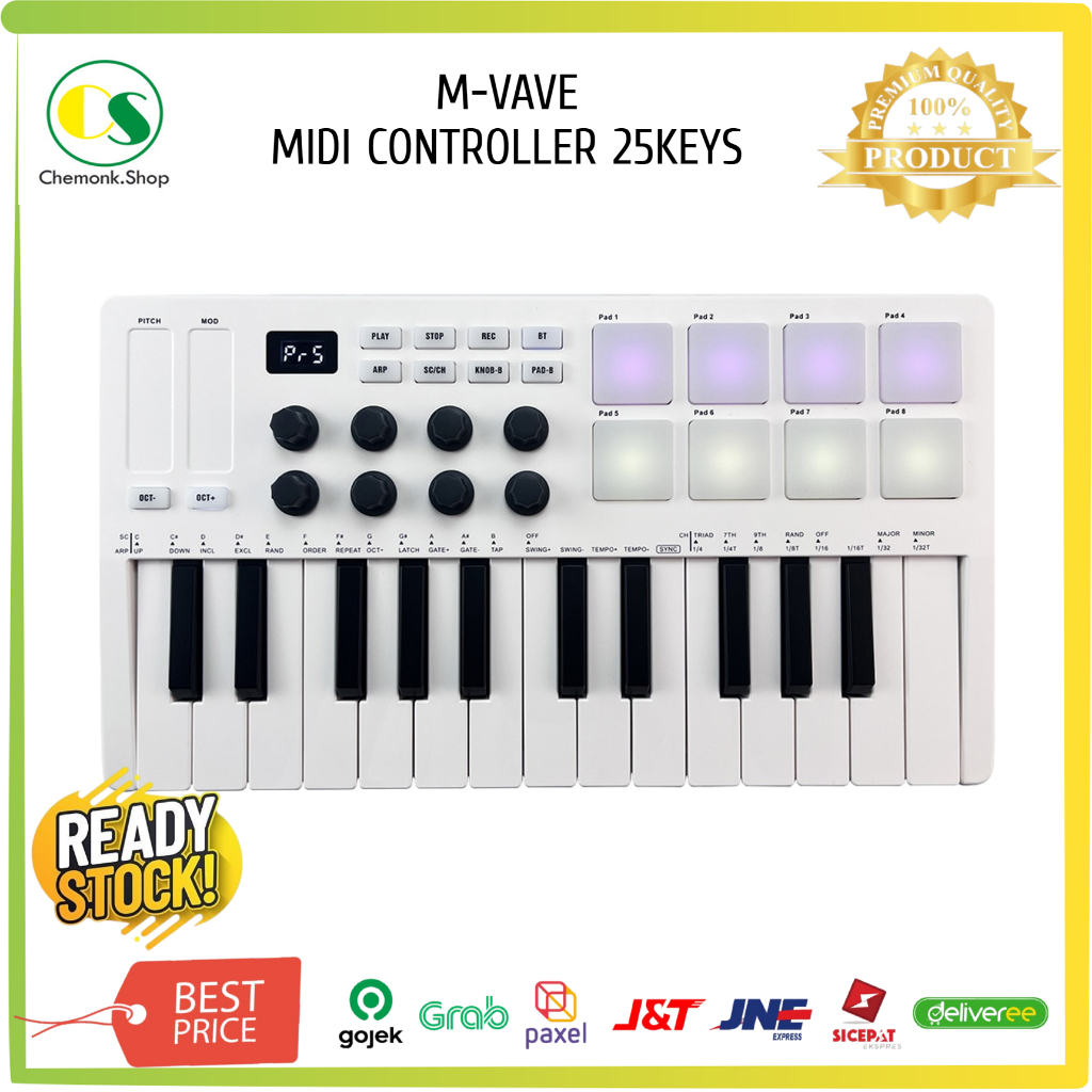 Jual M-VAVE 25-Key MIDI Control Keyboard Mini Portable USB Keyboard ...