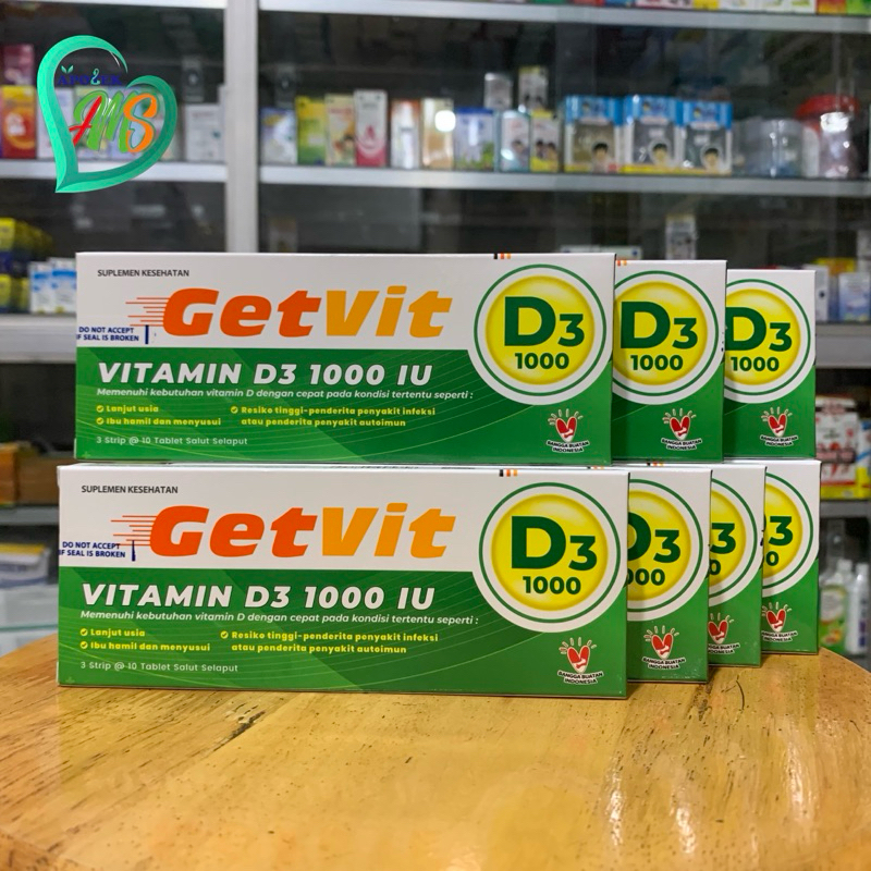 Jual GetVit D3 1000 | Vitamin D3 1000 IU | Per Strip dan Per Box ...