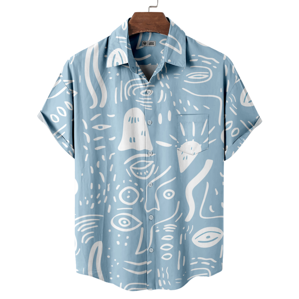 Jual Baju Atasan Kemeja Printing lengan pendek kekinian motif Abstract ...