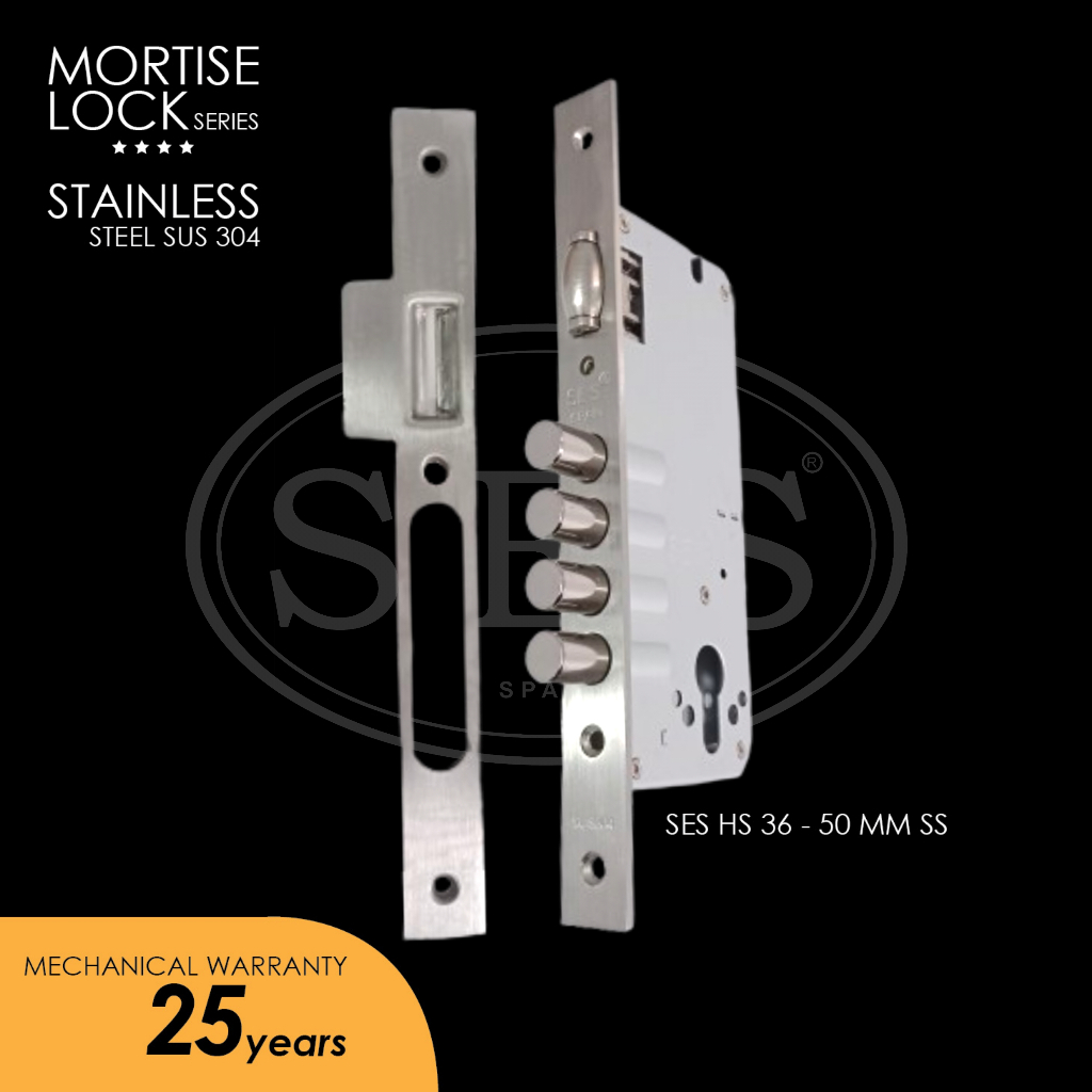 Jual SES Body Kunci Pintu / Mortise Lock SES HS 36 - 50 MM SS | Shopee ...