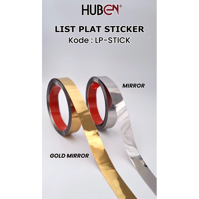 Jual HUBEN Stiker List Plat Strip Gold Mirror 5M / List Stainless Steel ...