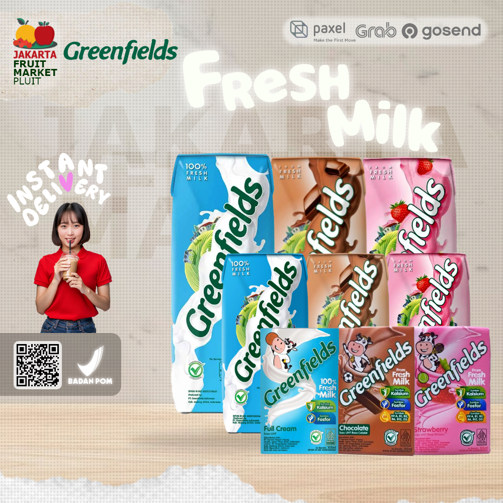 Jual GREENFIELDS MILK UHT FULL CREAM minuman susu | Shopee Indonesia