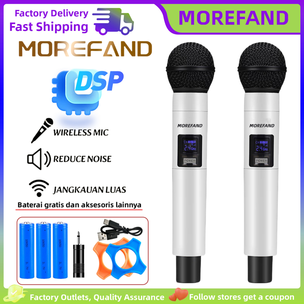 Jual Mikrofon Wireless microphone karaoke mikrofon UHF Double Digital Wireless Mic Microphone ...