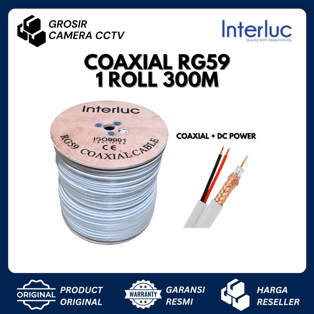 Jual KABEL CCTV RG59 COAXIAL + DC POWER 12V INTERLUC ORIGINAL CCTV ...