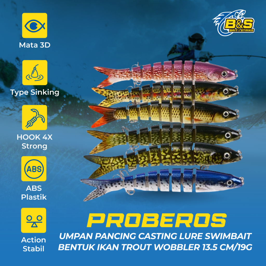 Jual PROBEROS Umpan Pancing Casting Lure Swimbait 13.5cm/19g umpan ...