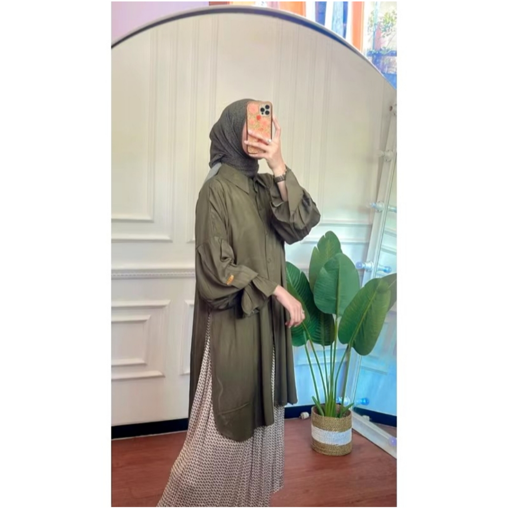 Jual TUNIK SLIT OVERSIZE FFA POLOS FULL KANCING BAHAN RAYON TWILL ...