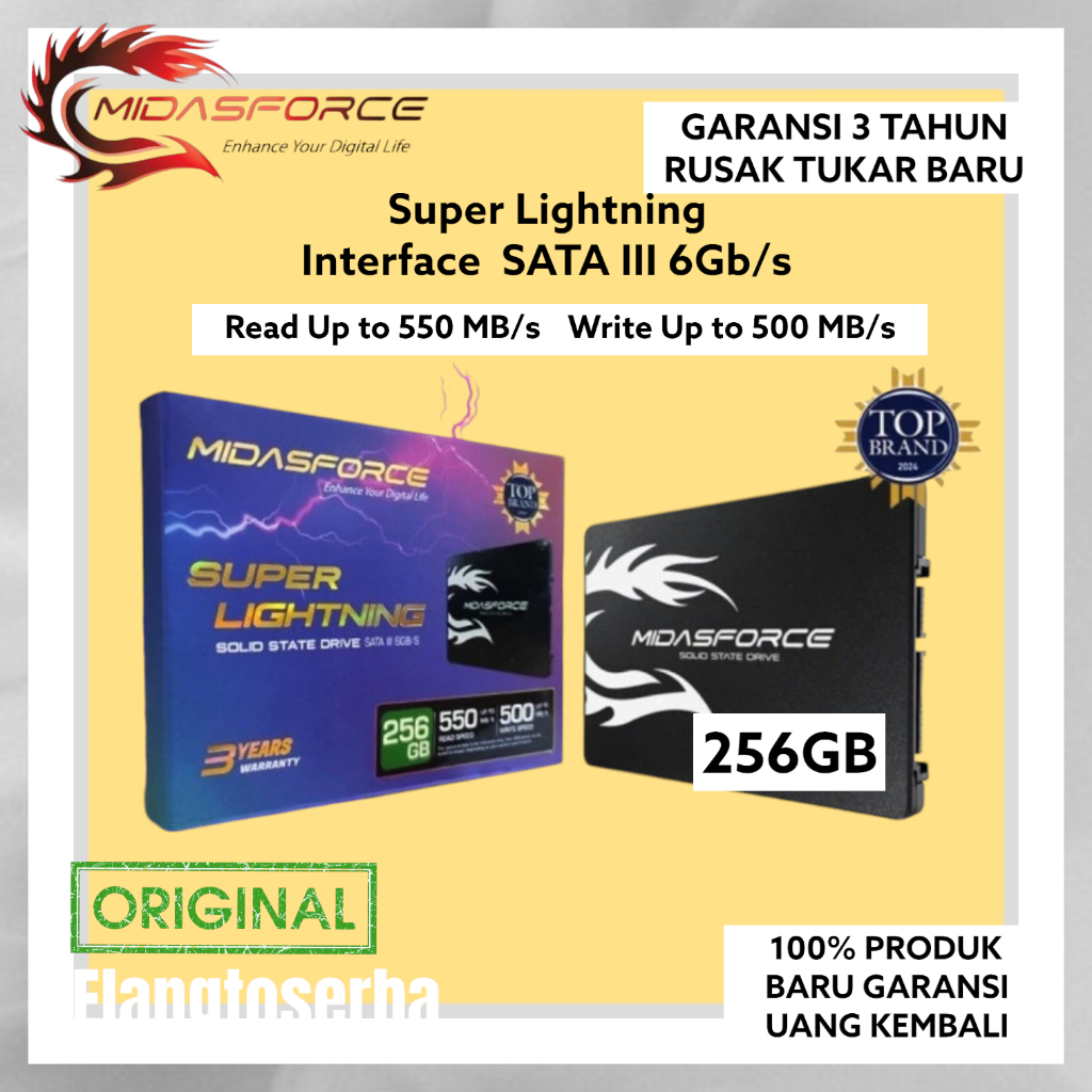 Jual SSD SATA MIDASFORCE 256 SATA GARANSI RESMI | Shopee Indonesia