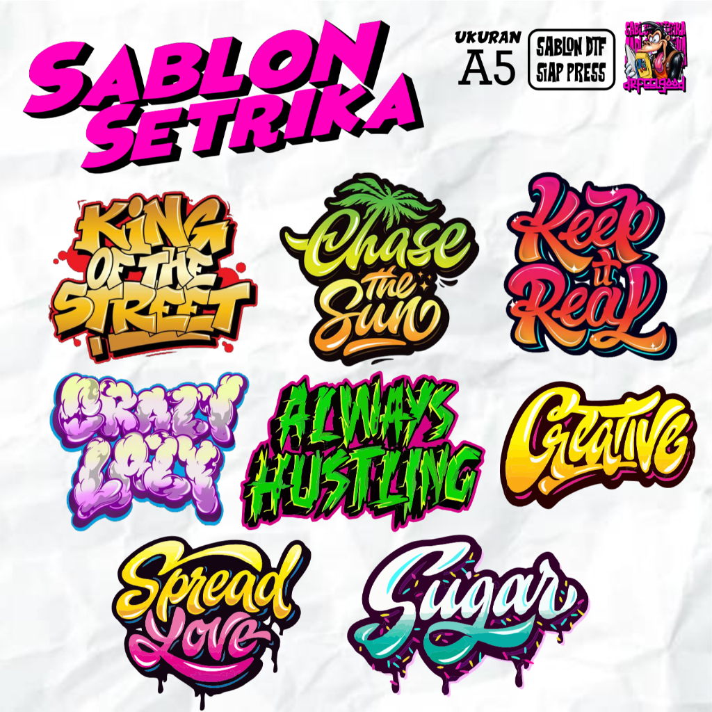 Jual STIKER DTF SABLON SETRIKA TEMA FONT STREET KEREN TERBARU QUOTE ...