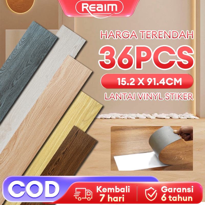 Jual REAIM 1 BOX (36 Pcs) PVC Floor Vinyl Lantai Stiker 92cmX15.2cm Vynil Flooring Stiker Lantai ...