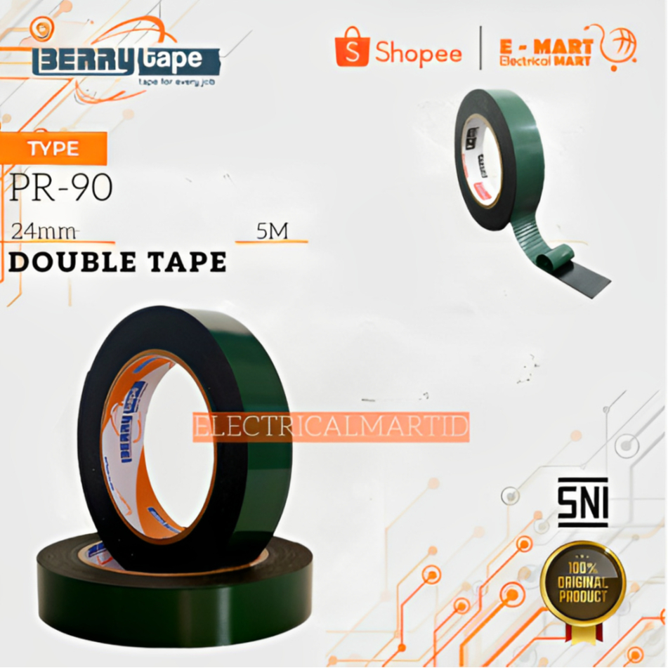 Jual BERRY Double Tape Spon 24mm PR-90 Isolasi Bolak Balik Hijau 5m | Shopee Indonesia