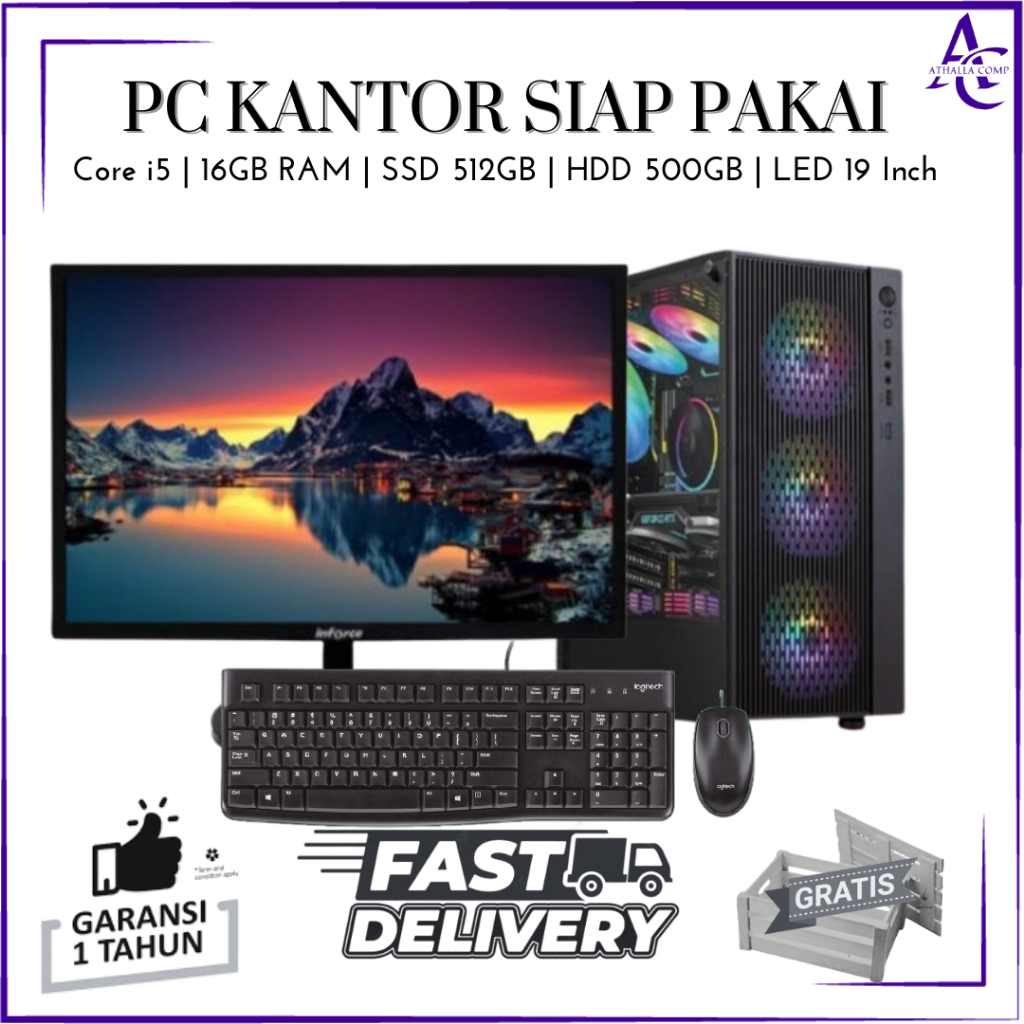 Jual Komputer PC Full Set Murah Intel Core I5 - Ram 8GB - SSD 128GB - HDD 500GB - LED 19 ...