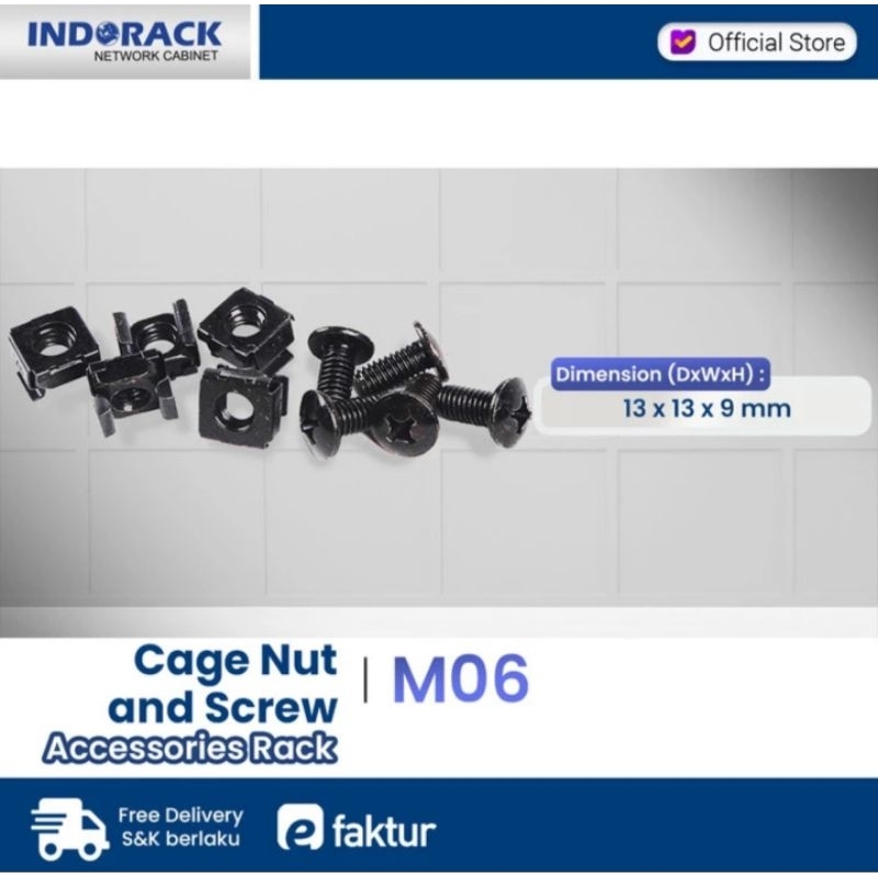 Jual M06 INDORACK Cage Nut & Screw Baut Close Rack Wallmount Rack ...