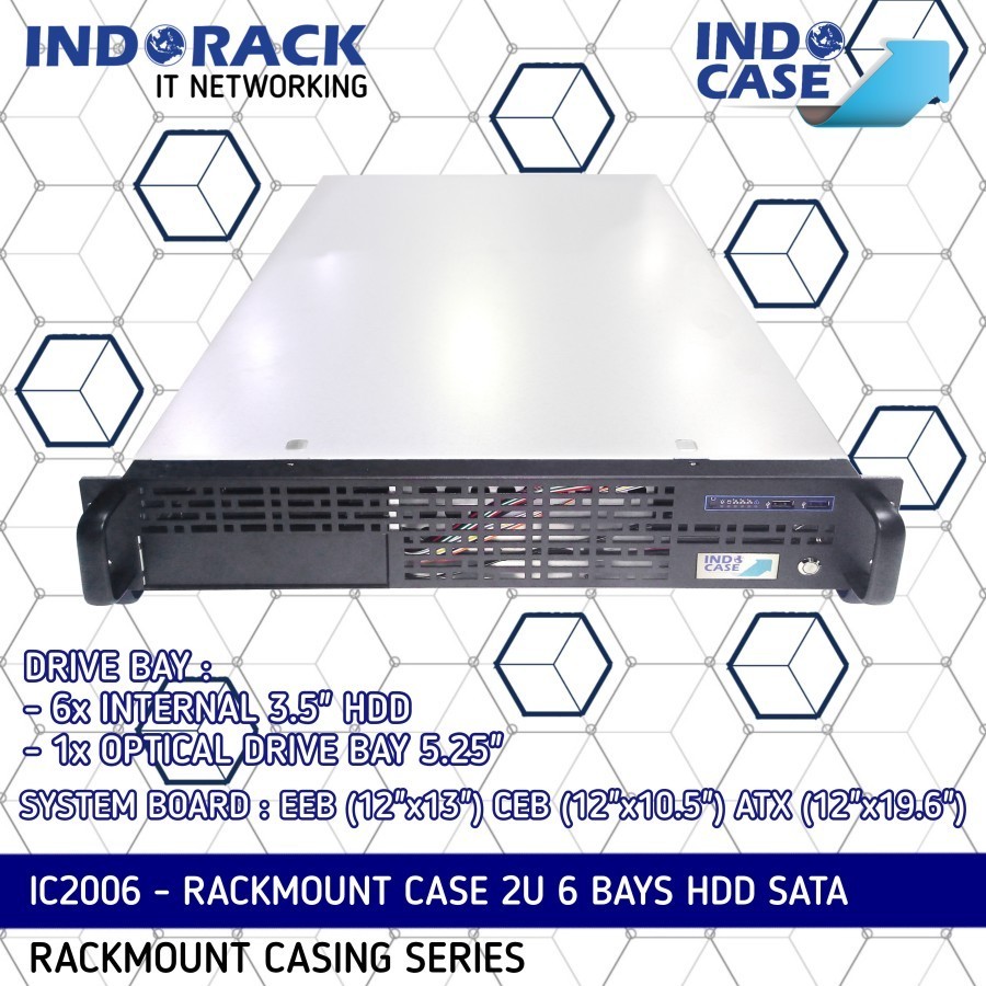 Jual IC2006 INDOCASE CASING SERVER RACKMOUNT CASE 2U 6BAYS HDD SATA ...