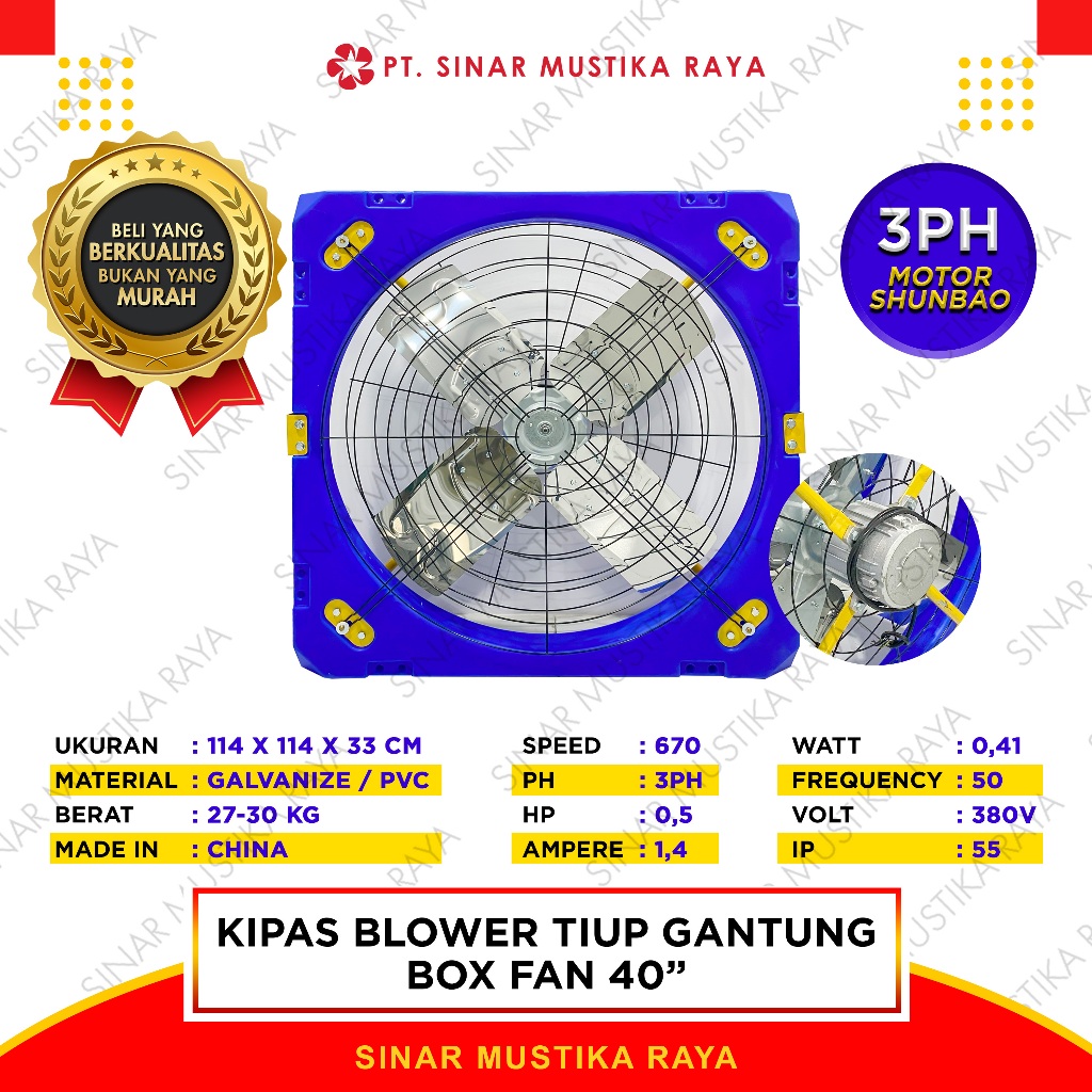 Jual Kipas Blower Tiup Gantung Box Fan 40 Inch 3 Phase Pabrik Industri ...