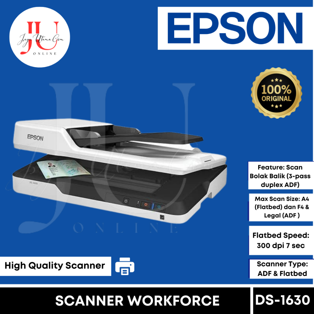 Jual Scanner EPSON DS-1630 WorkForce Duplex ADF DS1630 Garansi Resmi ...