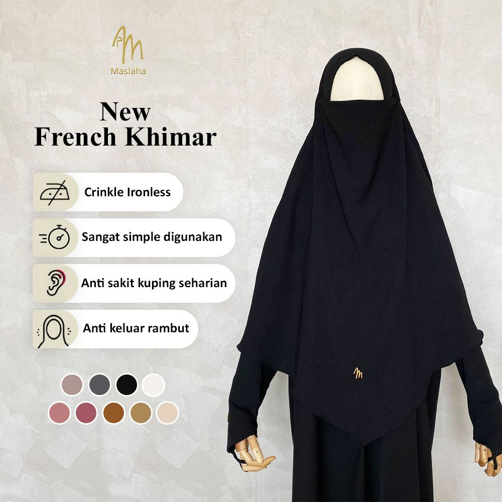 Jual Maslaha Niqab l New French Khimar l Daily French Khimar Crinkle Free Cadar/Niqab | Shopee ...